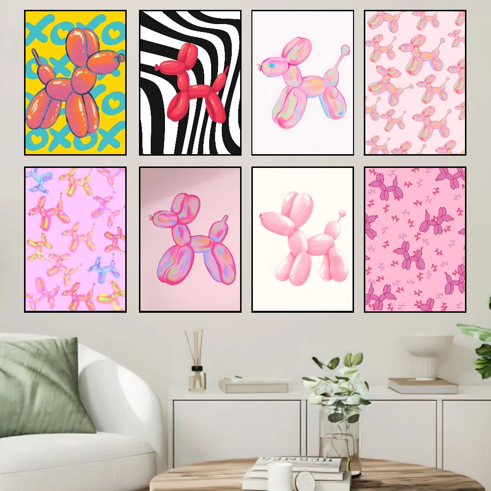 1PC Pink Balloon Dog Poster Self-adhesive Art Waterproof Paper Sticker ...