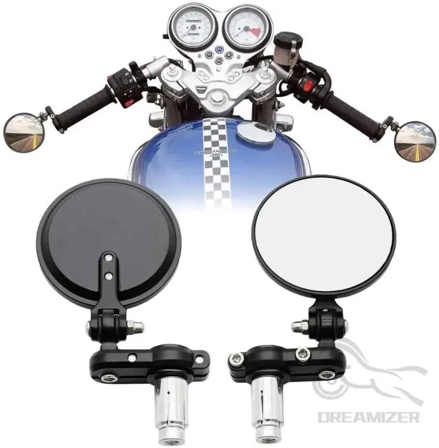 2PCS-7-8-22mm-Universal-Motorcycle-Mirror-Handlebar-Aluminum-Rear-View ...