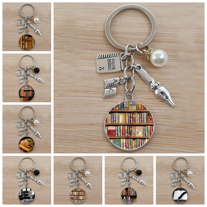 Classic Library Books Keychain Vintage Old Books Key Chain Librarians ...