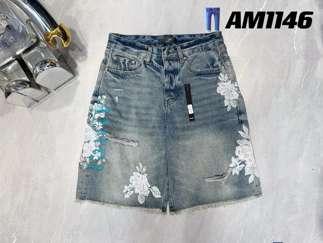 Flower-Embroidery-Light-Blue-Men-s-Short-Jeans-Straight-Leg-Patchworks ...