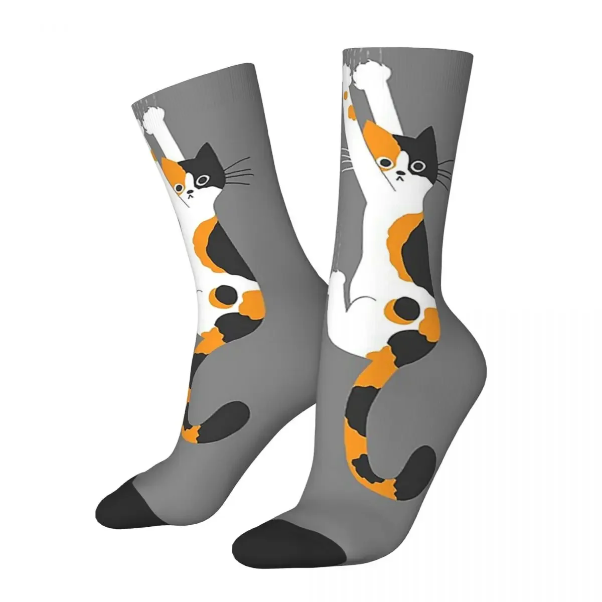Calico Cat Hanging On Socks Harajuku Sweat Absorbing Stockings All ...