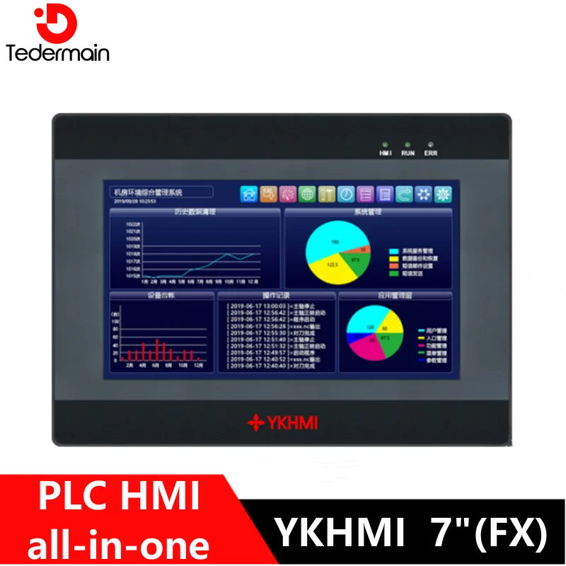 YKHMI PLC HMI all in one Integrated 7"programmable logic controller with touch screen built in ...