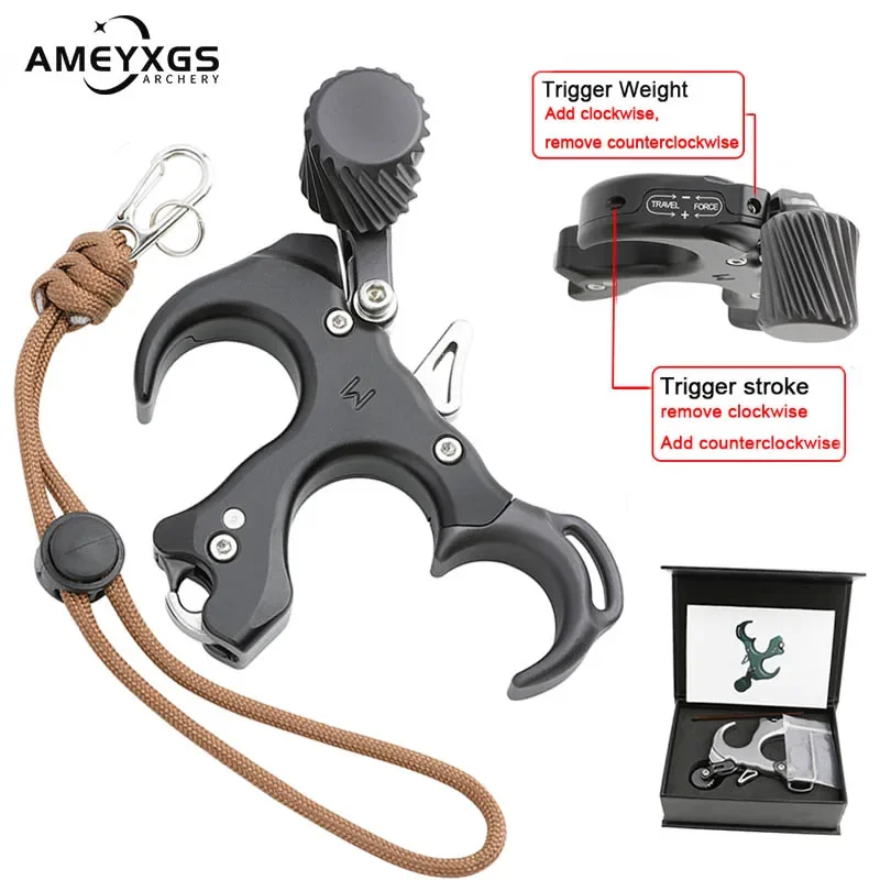 3-Finger-Aluminum-Alloy-Bow-Release-Compound-Bow-Shooting-Thumb-Trigger ...