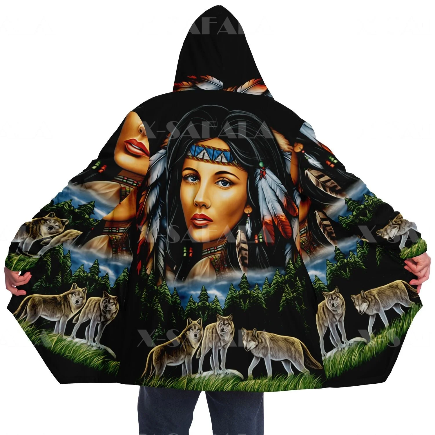 Native Feather Totem Aboriginal Overcoat Coat 3D Printed Thick Warm ...