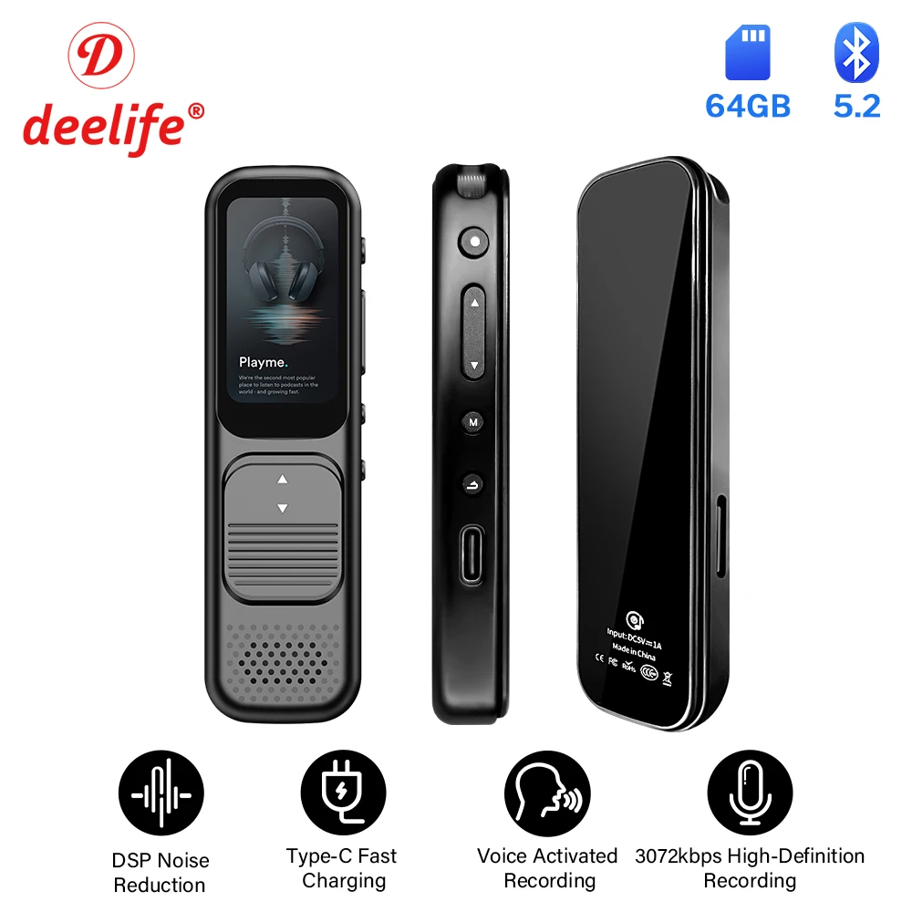Deelife-Bluetooth-Voice-Recorder-Voice-Activated-3072KBPS-HD-Recording ...