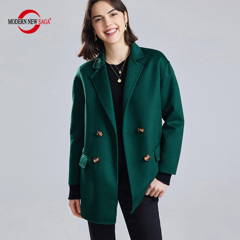 MODERN-NEW-SAGA-100-Wool-Women-Jacket-Autumn-Wool-Coat-Water-Ripple ...