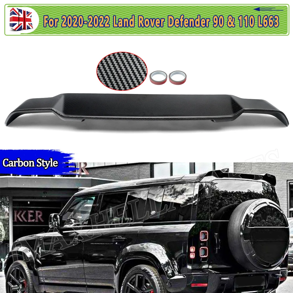 For Land Rover Defender 90 110 2020-2023 Rear Roof Spoiler Top Wing ...