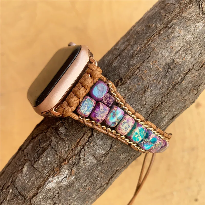Purple-Galaxy-Sediment-Jasper-Watch-Strap-Natural-Stone-Apple-Watch ...