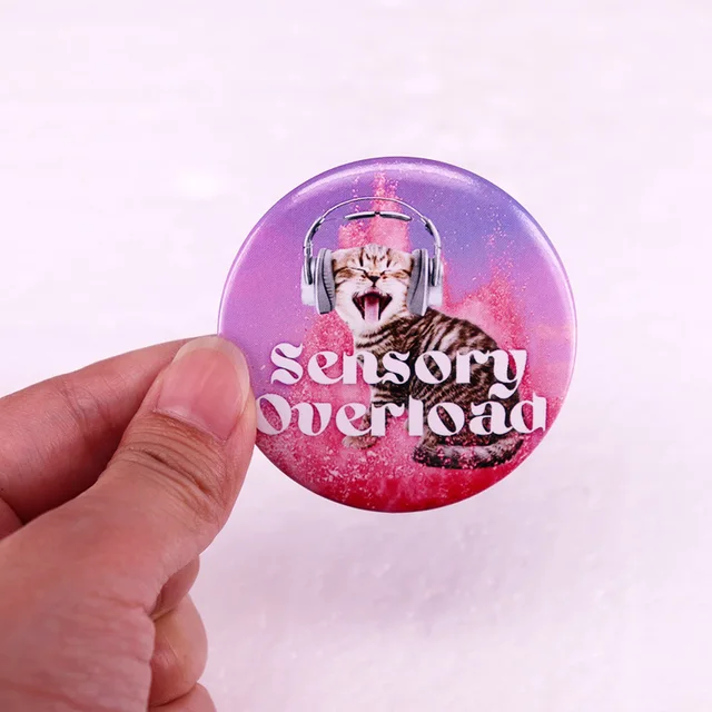 Sensory Overload Button Badge Pins Actually Autistic Pinback Brooch ...