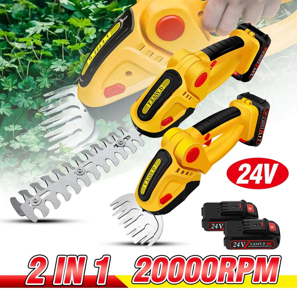 2 In 1 무선 전기 울타리 트리머 24v 13000rpm 가정용 잔디 깎는 기계 충전식 잡초 전단 가지 치기 잔디 깎는 기계