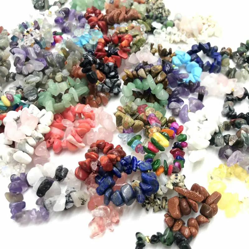 Natural-Stone-Beads-Irregular-Gravel-Crystal-Tiger-Eye-Fluorite-Elastic ...