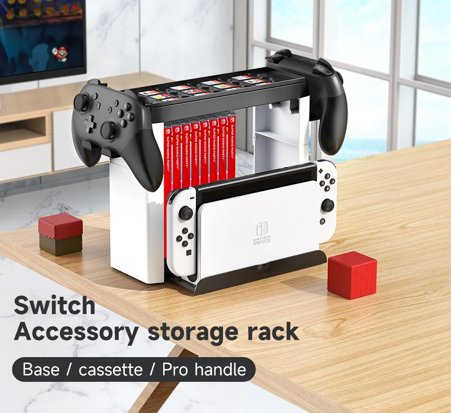 Nintendo-Switch-Storage-Rack-Joycon-Pro-Handle-Base-de-carregamento ...