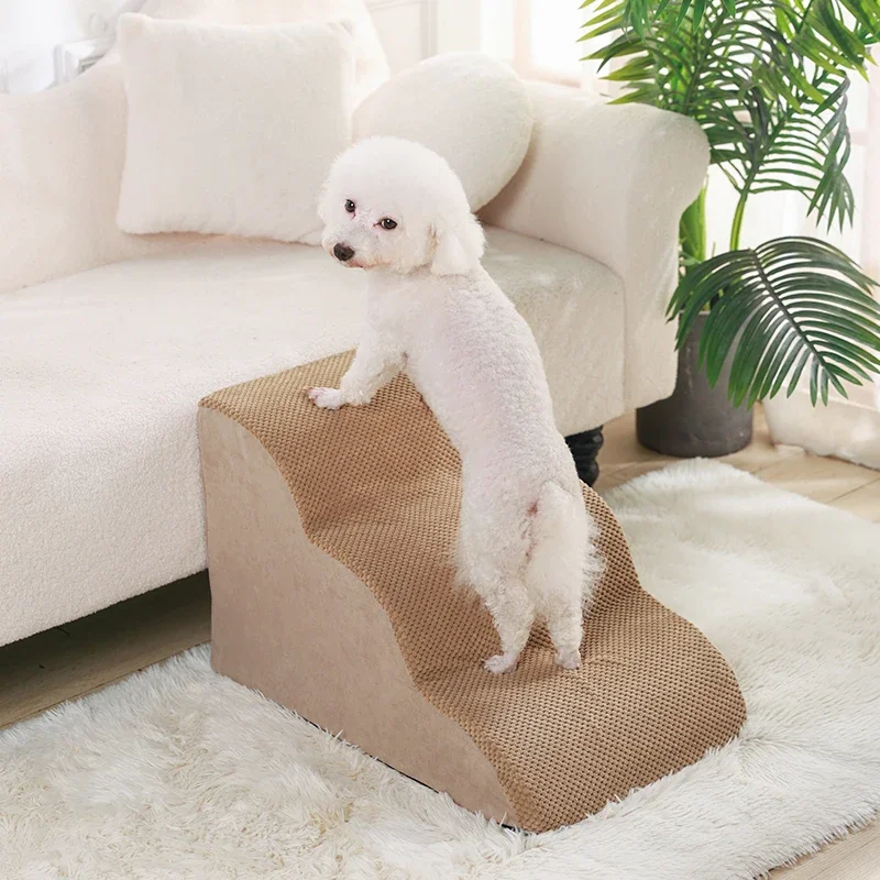 Dog/Cat Ramp Ladder 3 Step Pet Stair Memory Foam Sponge Dogs Sofa ...