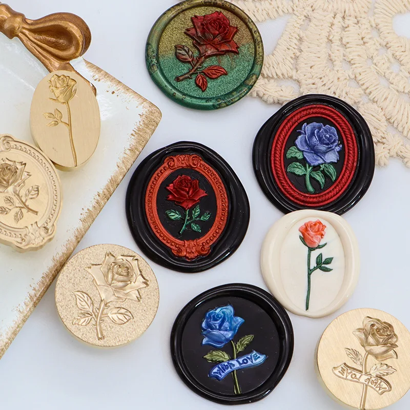 Wax-Seal-Stamps-Flower-Fire-Paint-Stereo-Stamp-Rose-Embossed-Decoration ...