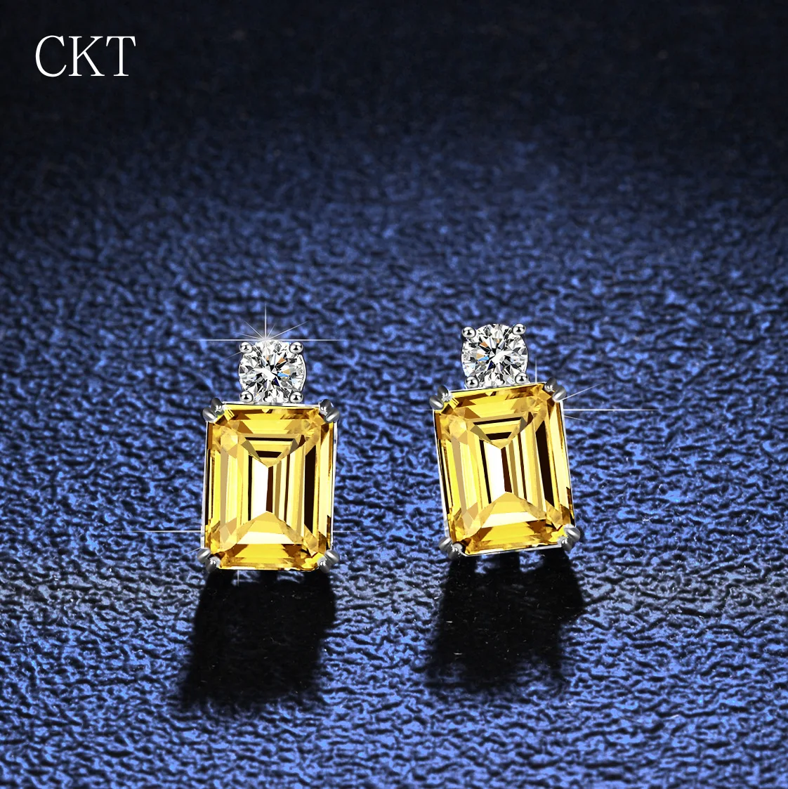 Platinum-Earrings-for-Women-Models-Four-Claws-Earrings-Rectangular ...