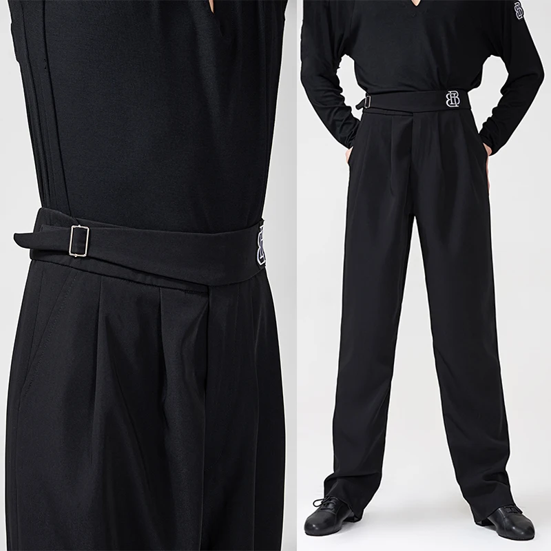 Latin-Dance-Pants-Men-High-Waist-Loose-Black-Latin-Practice-Trousers ...