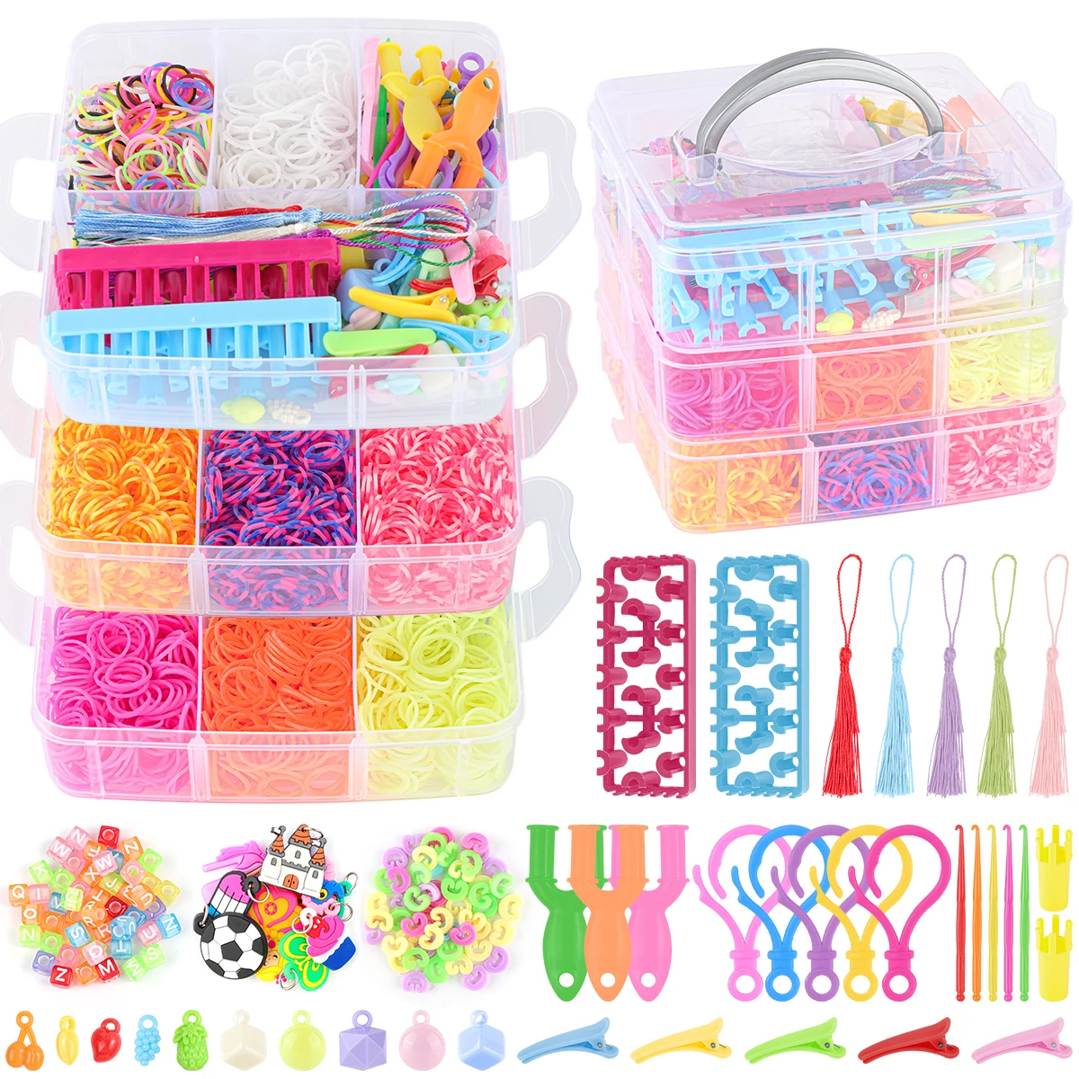 DIY Handmade Rubber Band Twist Loom Set, Rubber Band Kit, Friendship ...