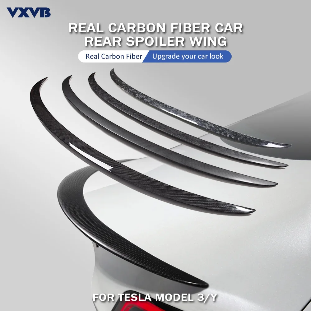 VXVB-Real-Carbon-Fiber-Spoiler-For-Tesla-Mode-Y-For-Model-3-Trunk-Wing ...