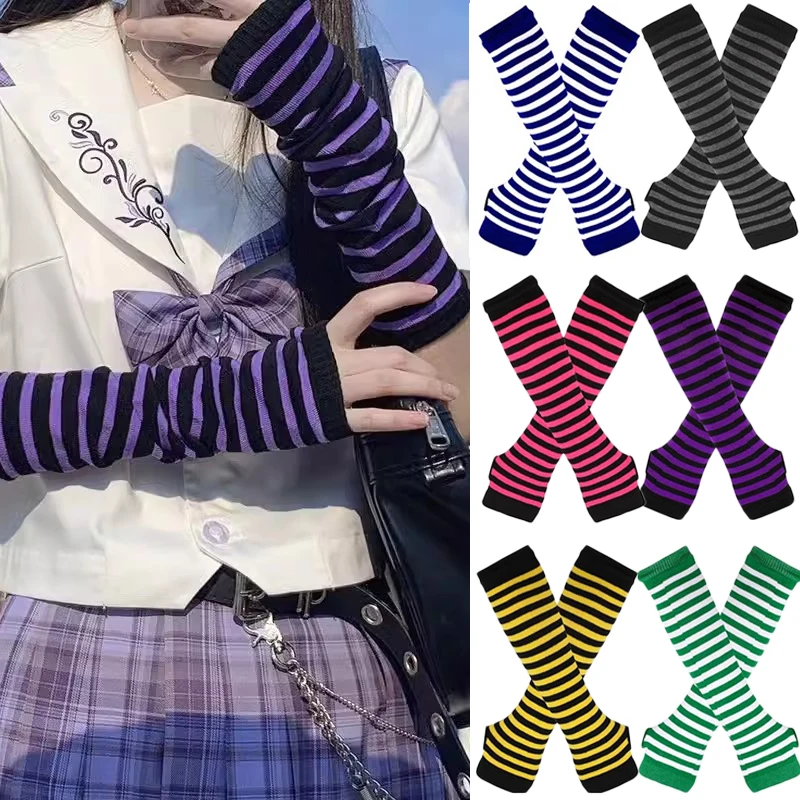 Anime Women Girls Hand Arm Warmer Fingerless Gothic Long Glove ...