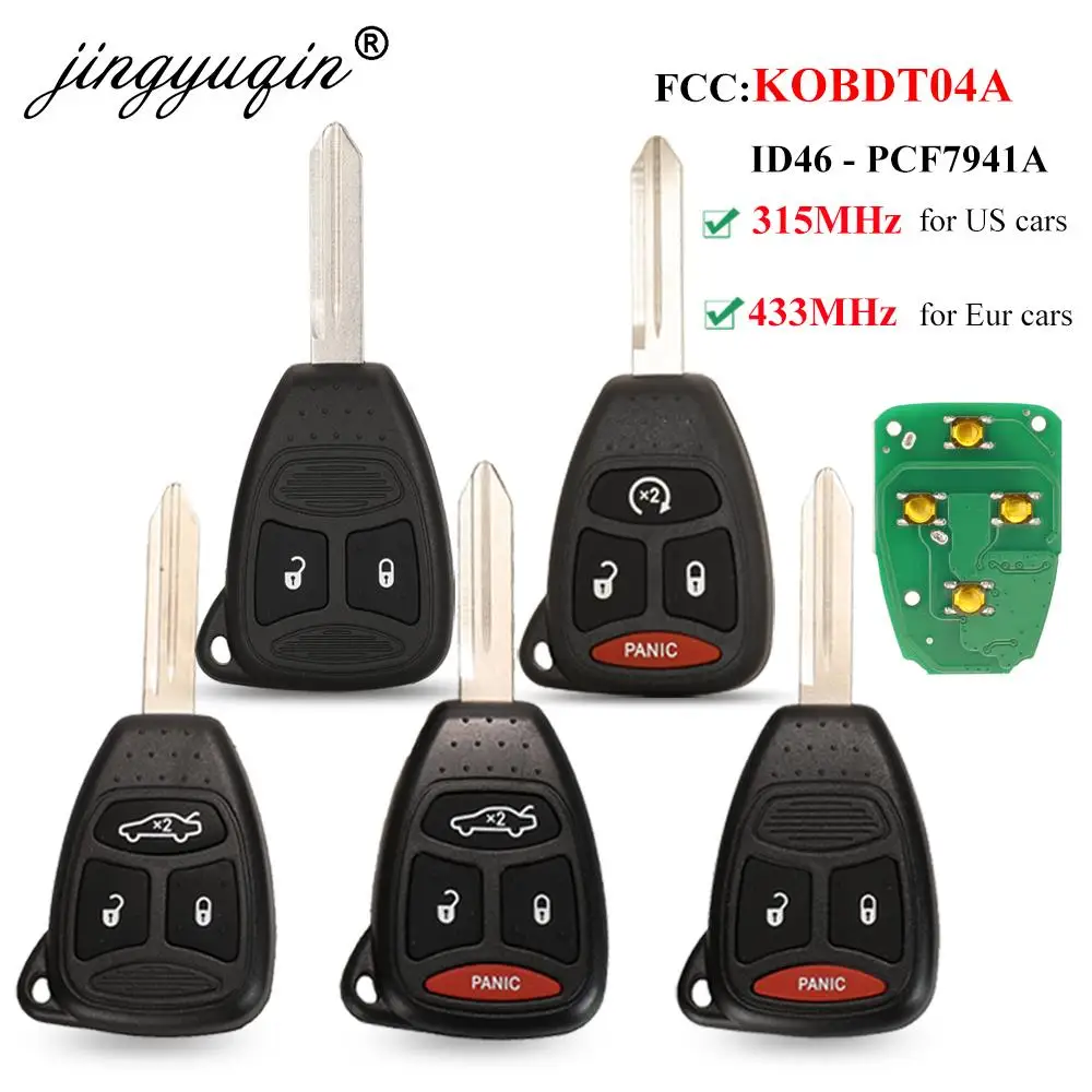 jingyuqin 315/433mhz KOBDT04A Remote Car key 3/4 Button for Dodge ...