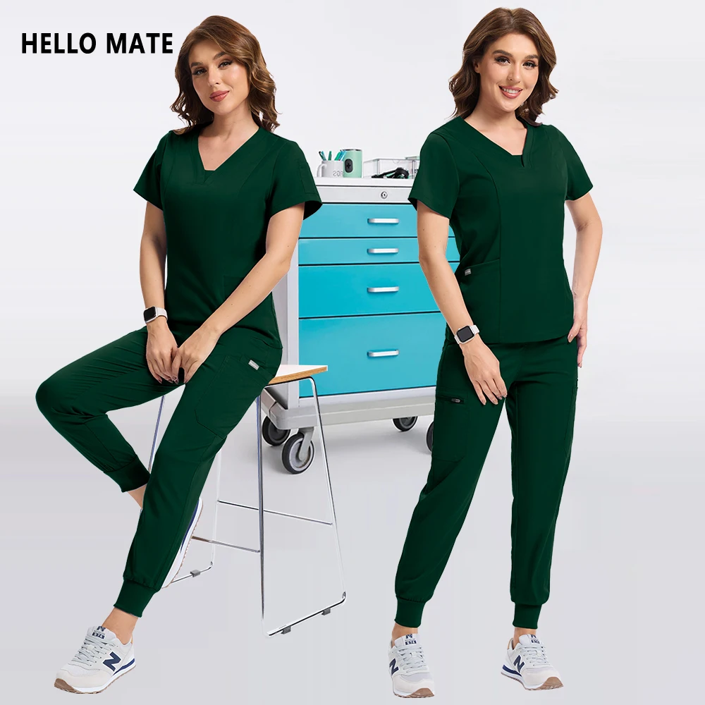 New High-quality Hospital Doctor Nurse Uniforms Pockets V-neck Top ...