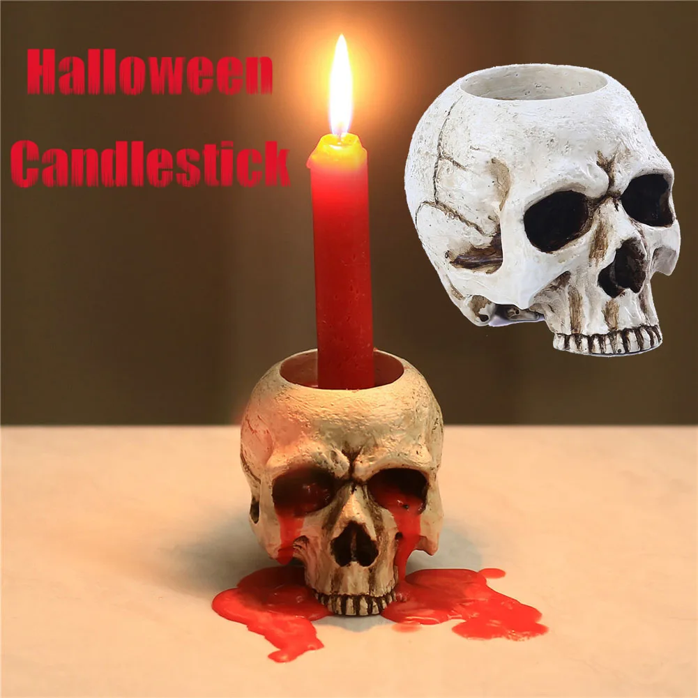 Crying-Skull-Taper-Candle-Holder-Candelabrum-Dinner-Skeleton-Ornament ...