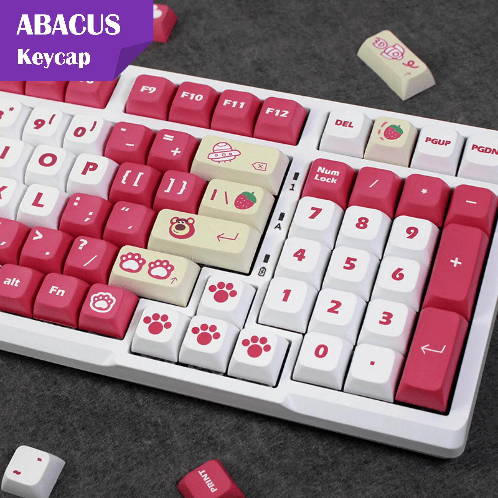 ABACUS-XDA-Keycaps-PBT-122-Keys-Dye-Sublimation-Strawberry-Bear-Keycap ...