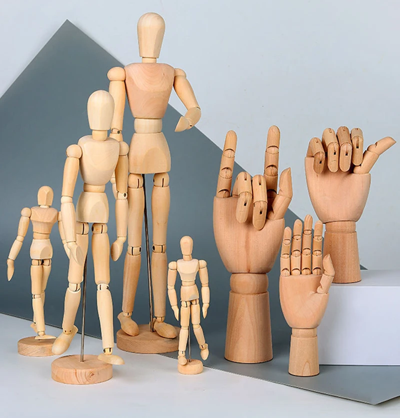 Wooden-Hand-Man-Wood-Drawing-Mannequin-Rotatable-Modle-Artist-Movable ...