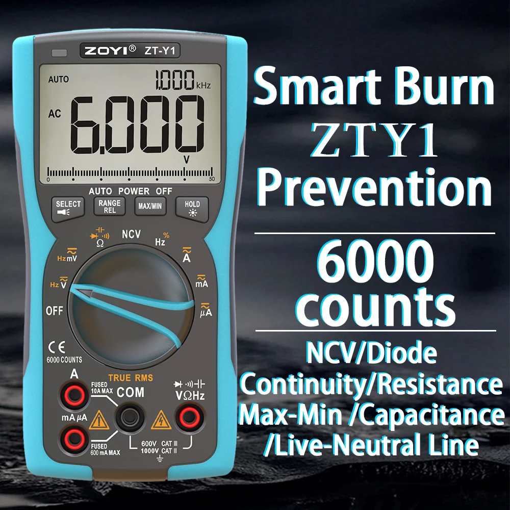 ZOYI ZTY/Y1/Y2 Auto-Ranging Digital Multimeter for Electricians with ...