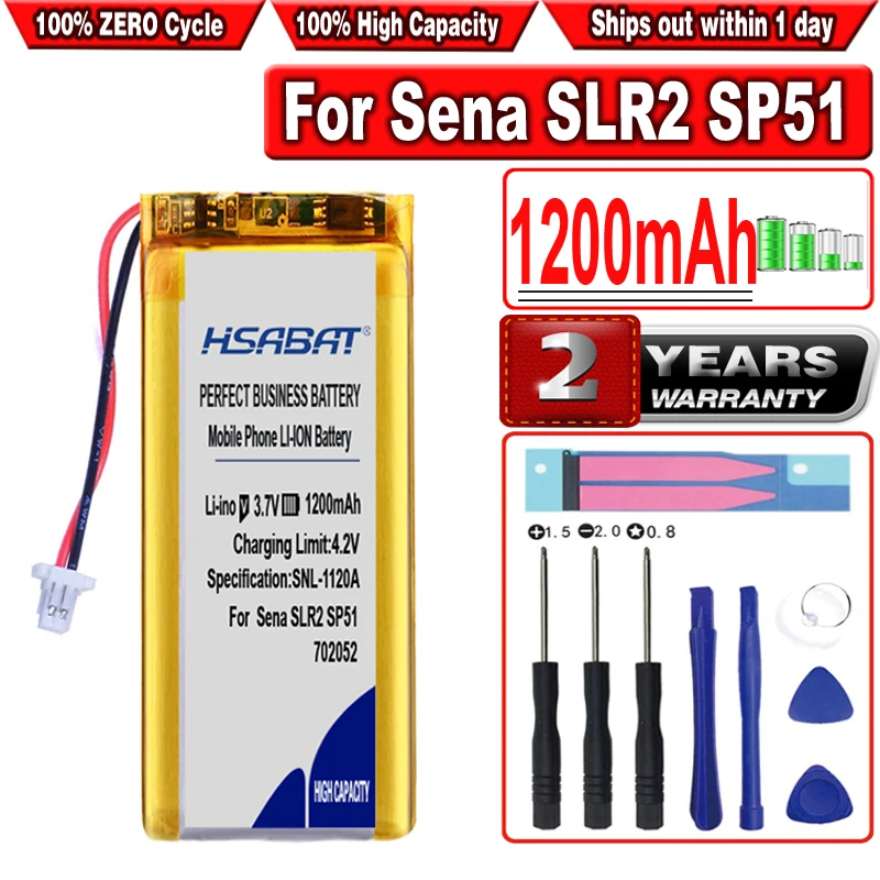 HSABAT 1200mAh Battery for Sena SLR2 SP51 SRL-01 PTC80 SHOEI GT-Air II ...