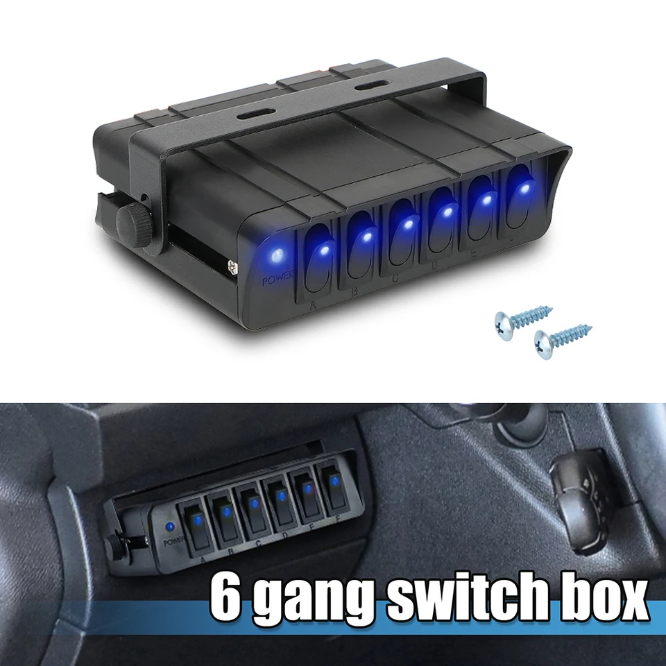 DaierTek 12V 20A Waterproof Rocker Switch Blue LED Lighted Round ON Off ...