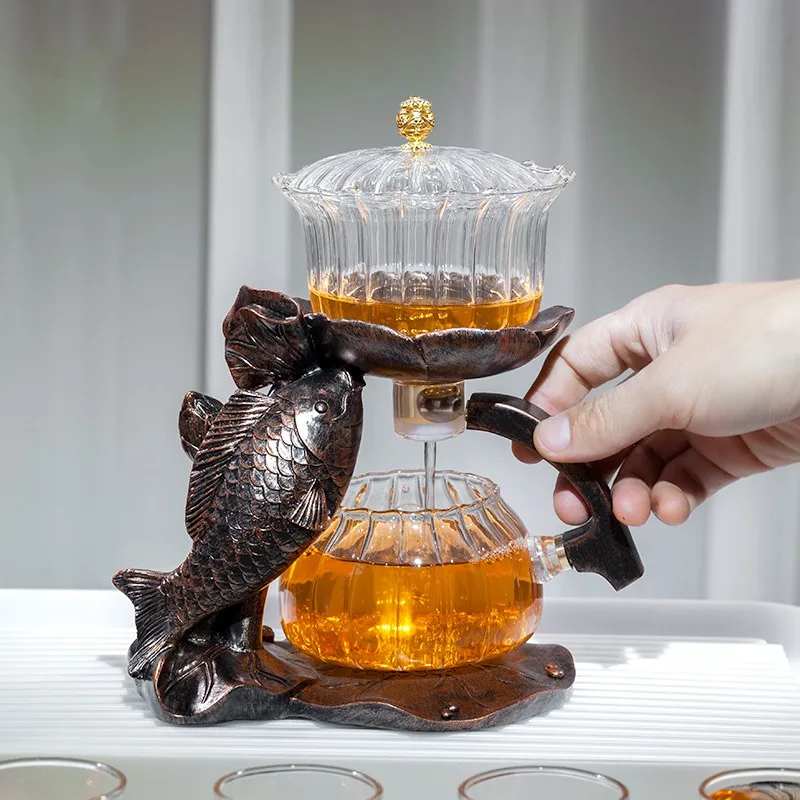 Fish-Shape-Glass-Tea-Set-Automatic-Teapot-Tea-Infuser-Magnetic-Water ...