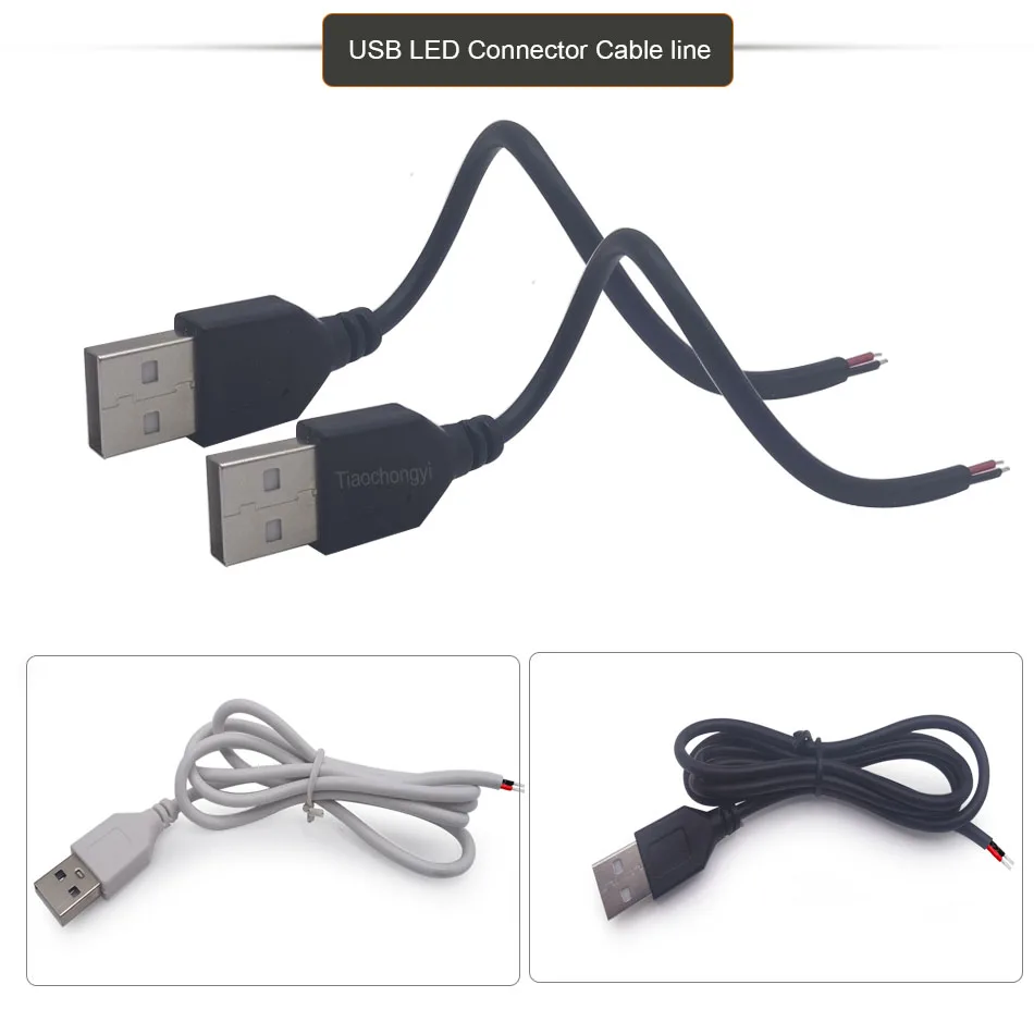 30CM-50CM-100CM-USB-LED-Connector-Cable-line-2pin-USB-Socket-Power ...