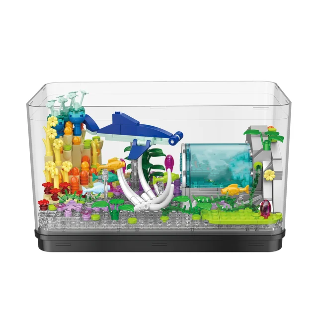 MOC Fish Globe Fishbowl With Luminous Fish Tank Building Blocks Crabs ...