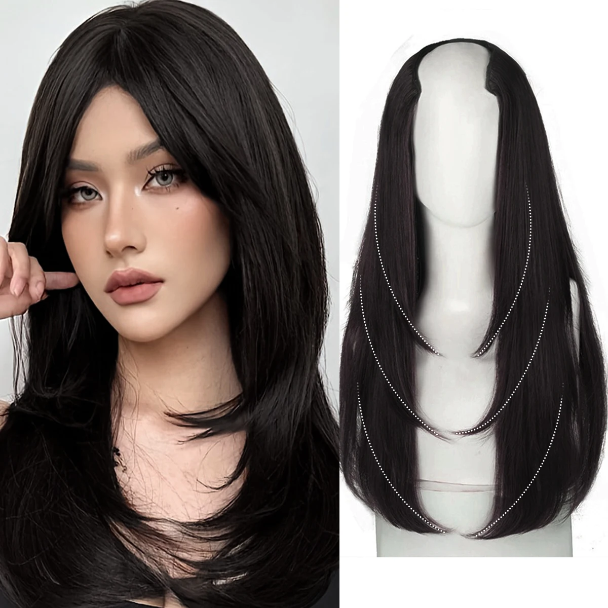 DUTRIEUX-Synthetic-Long-Straight-Hair-Extensions-22-Inch-Clip-In-Hair ...