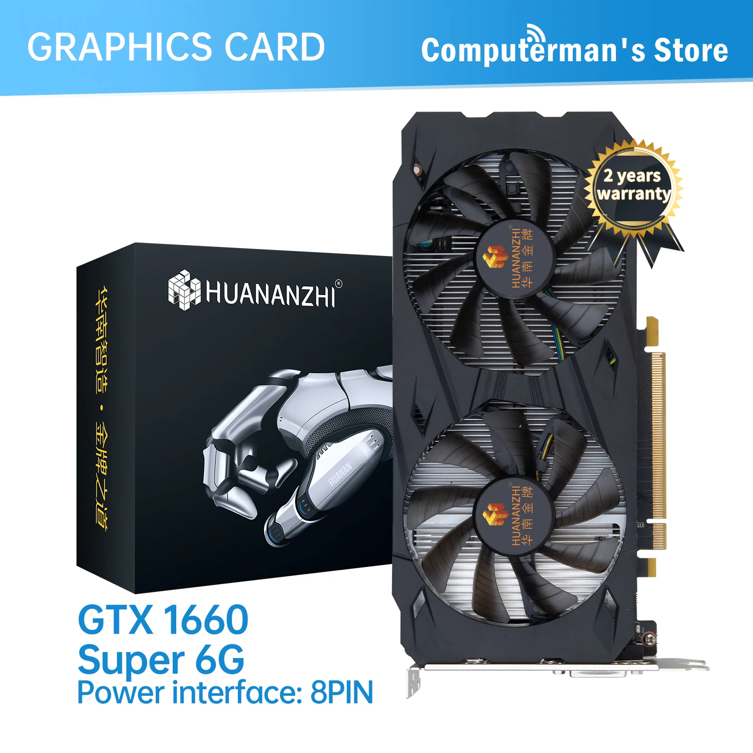 HUANANZHI GTX 1660 SUPER 6G Graphics Cards 192Bit GDDR6 HDMI-compatible DP DVI GPU 1660SUPER 6GB ...