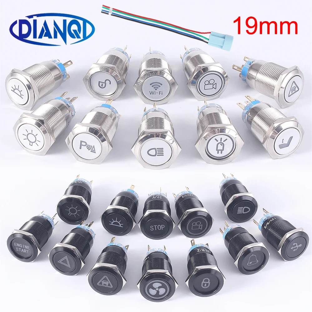 For-PC-Car-Home-Appliance-19mm-power-Symbols-Metal-Oxide-Black-Brass ...