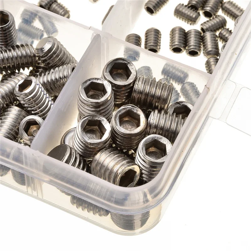 200Pcs-M3-M4-M5-M6-M8-304-Stainless-Steel-Grub-Screws-Hex-Socket-Screw ...