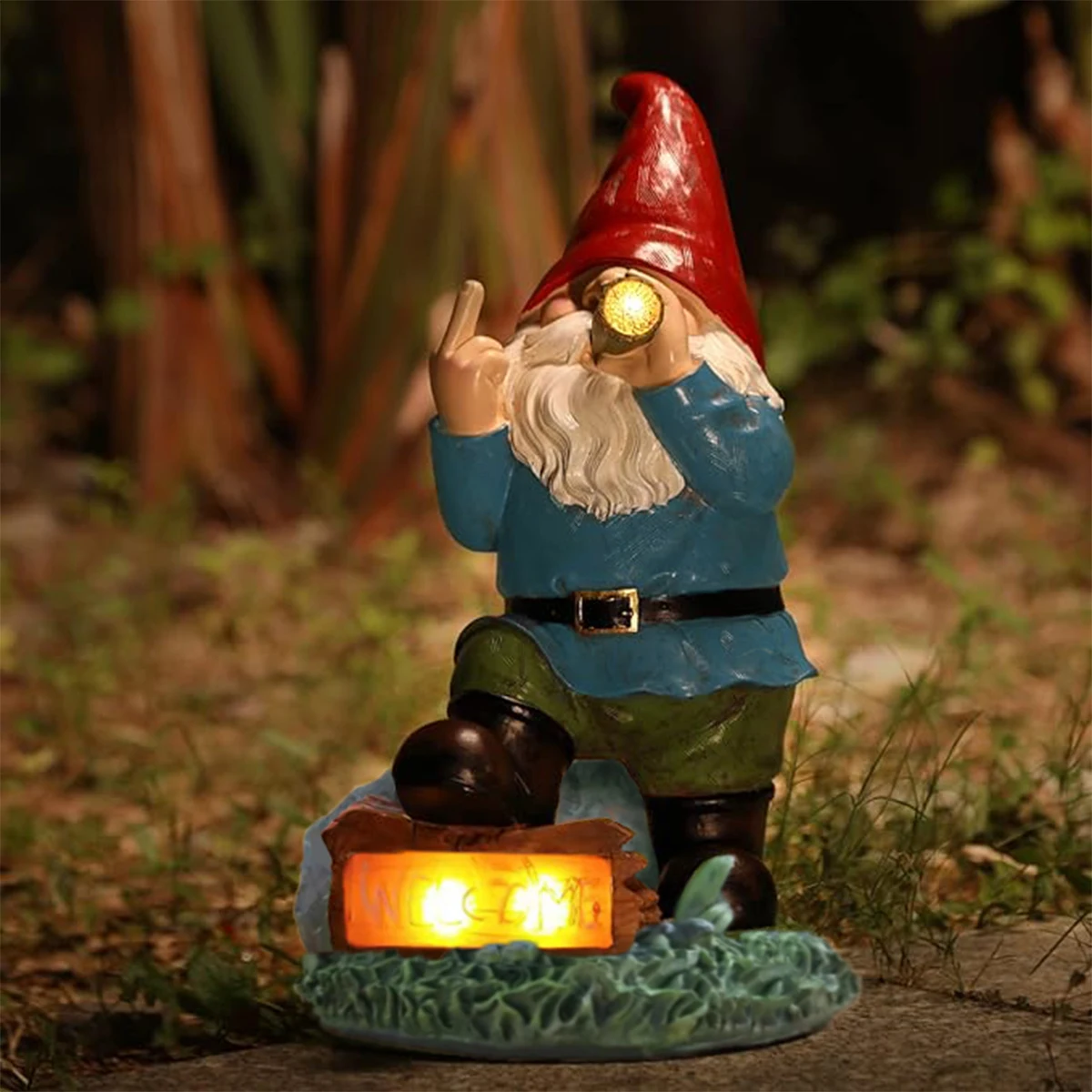 Garden-Gnom-Statues-Outdoor-Decor-with-Welcome-Sign-Funny-Smoking-Gnome ...
