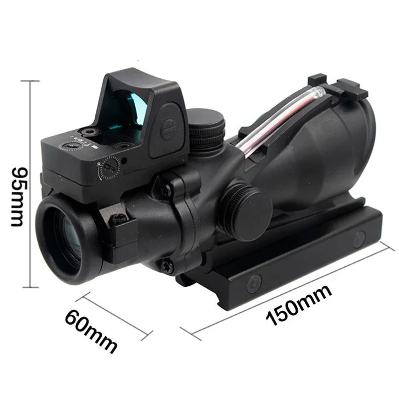 4X32 ACOG RMR Red Green Dot Sight Chevron Reticle Real Fiber ...