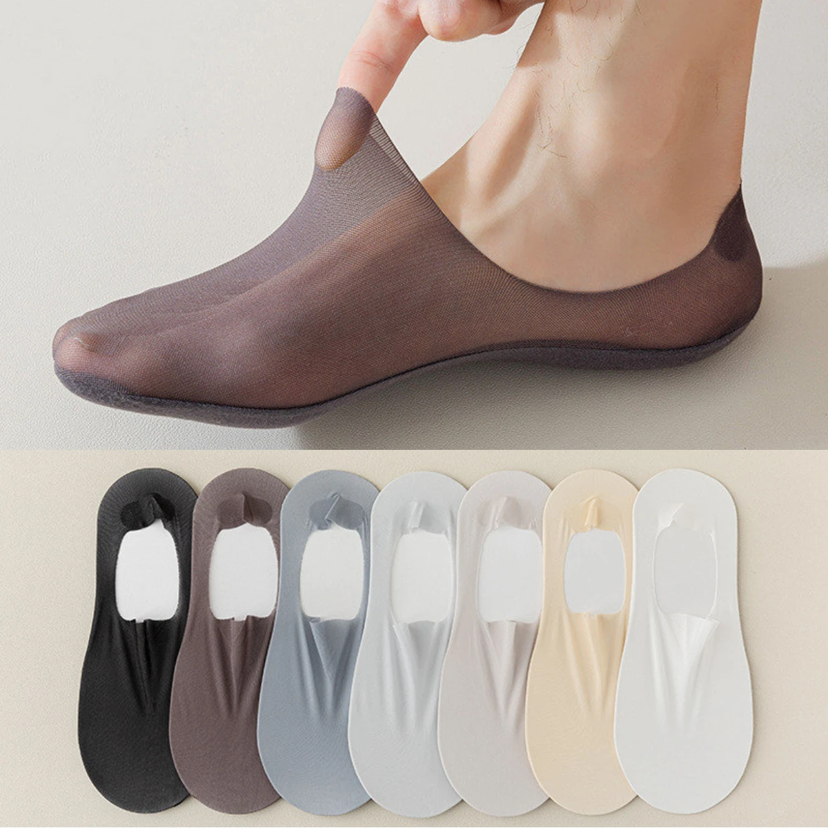 Summer Ultra thin Breathable Sock Slippers Silicone Non slip Invisible ...