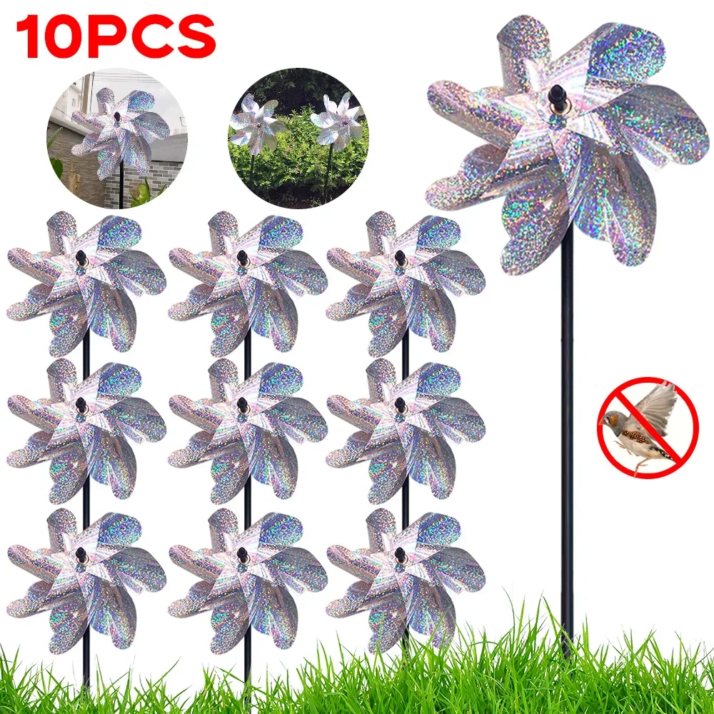 1-10Pcs-Bird-Repeller-Windmill-Reflective-Sparkly-Bird-Deterrent ...