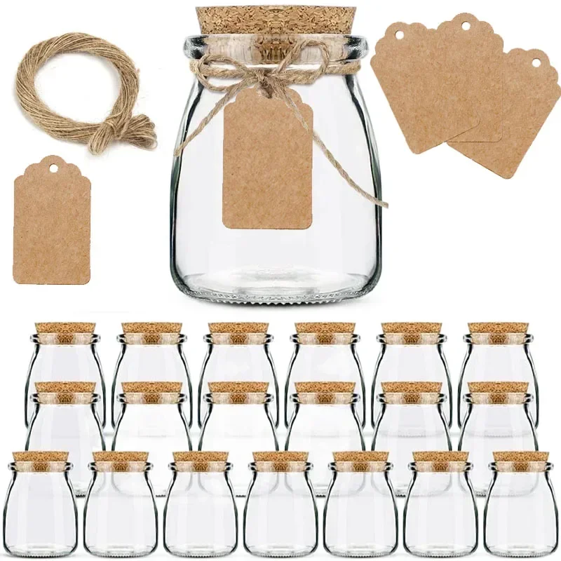 10Pcs 100/200ML Glass Pudding Jars Yogurt Jars with Cork Lids Glass ...