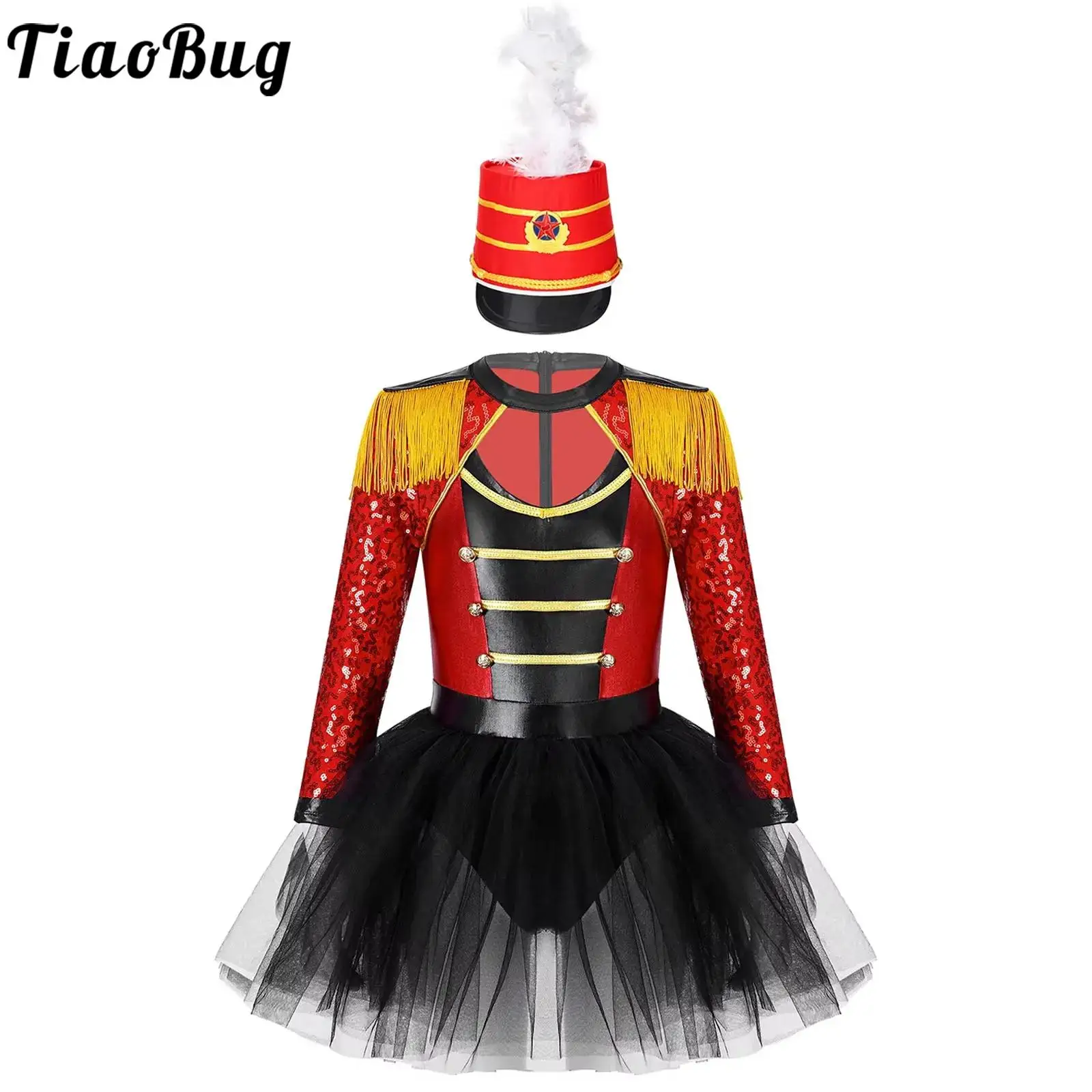 Circus Ringmaster Costume for Kids Girl Dress Up Drum Majorette Outfits ...