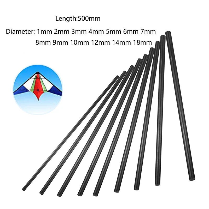 1/5pcs Carbon Fiber Rods For RC Airplane Matte Pole 1mm 2mm 3mm 4mm 5mm ...