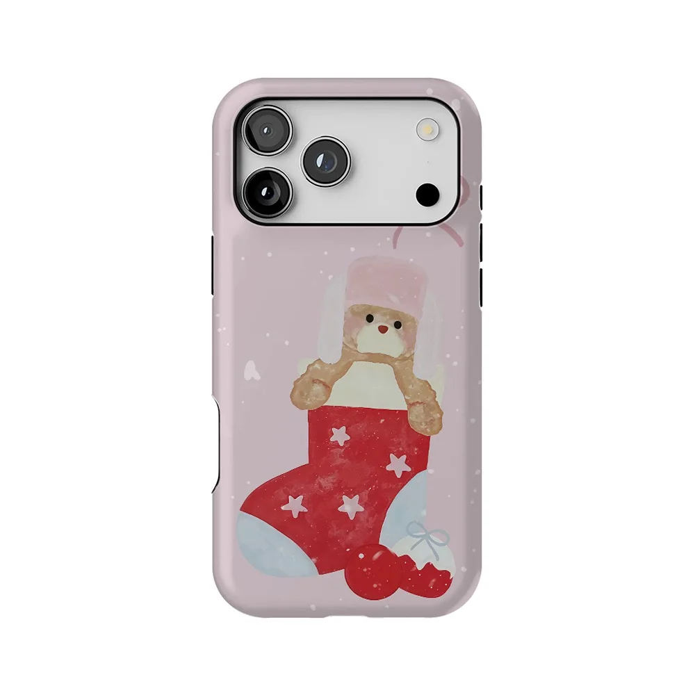 Pink Star-patterned Socks with A Small Bear Case for IPHONE 17AIR 16 ...