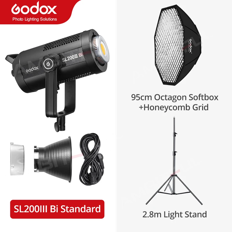 Godox-SL200III-Bi-215W-2800-6500K-Bi-Color-LED-Video-Light-Bowens-Mount ...