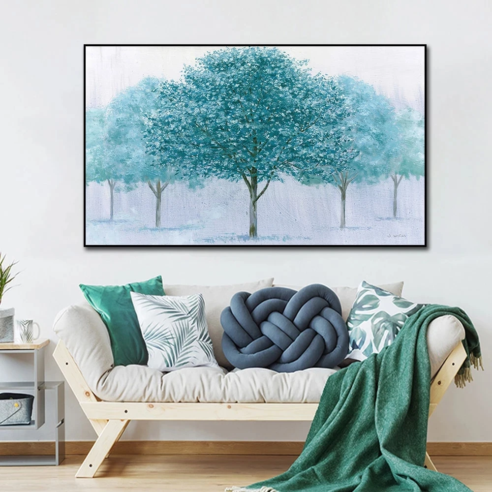 Modern-Abstract-Blue-Tree-Print-on-Canvas-Wall-Art-Painting-for-Living ...