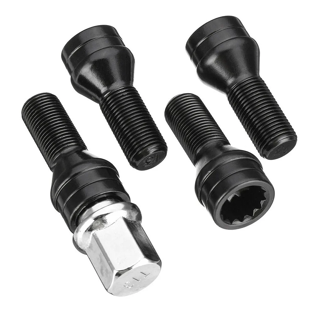 4pcs M14x1.25 M12x1.5 Wheel Locking Bolts Black Steel Lug Bolt Nut Key 36136776076 For BMW MINI ...