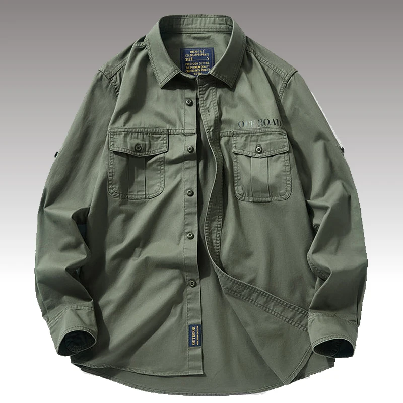 Men's Spring Outdoor Hiking Camping Long Sleeve Cotton Shirts Autumn ...